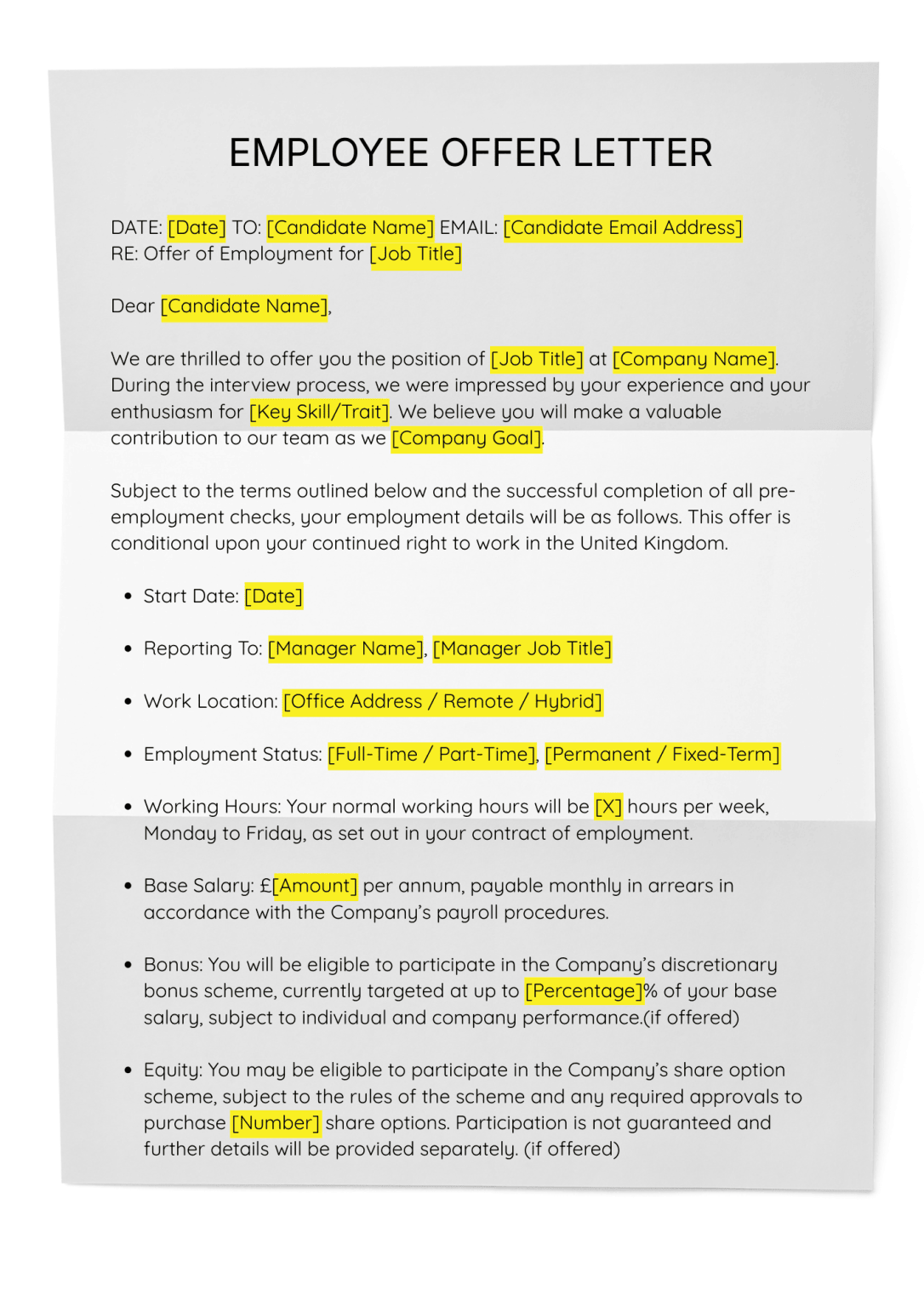 Free UK Employee Offer Letter Template Download - Doc2